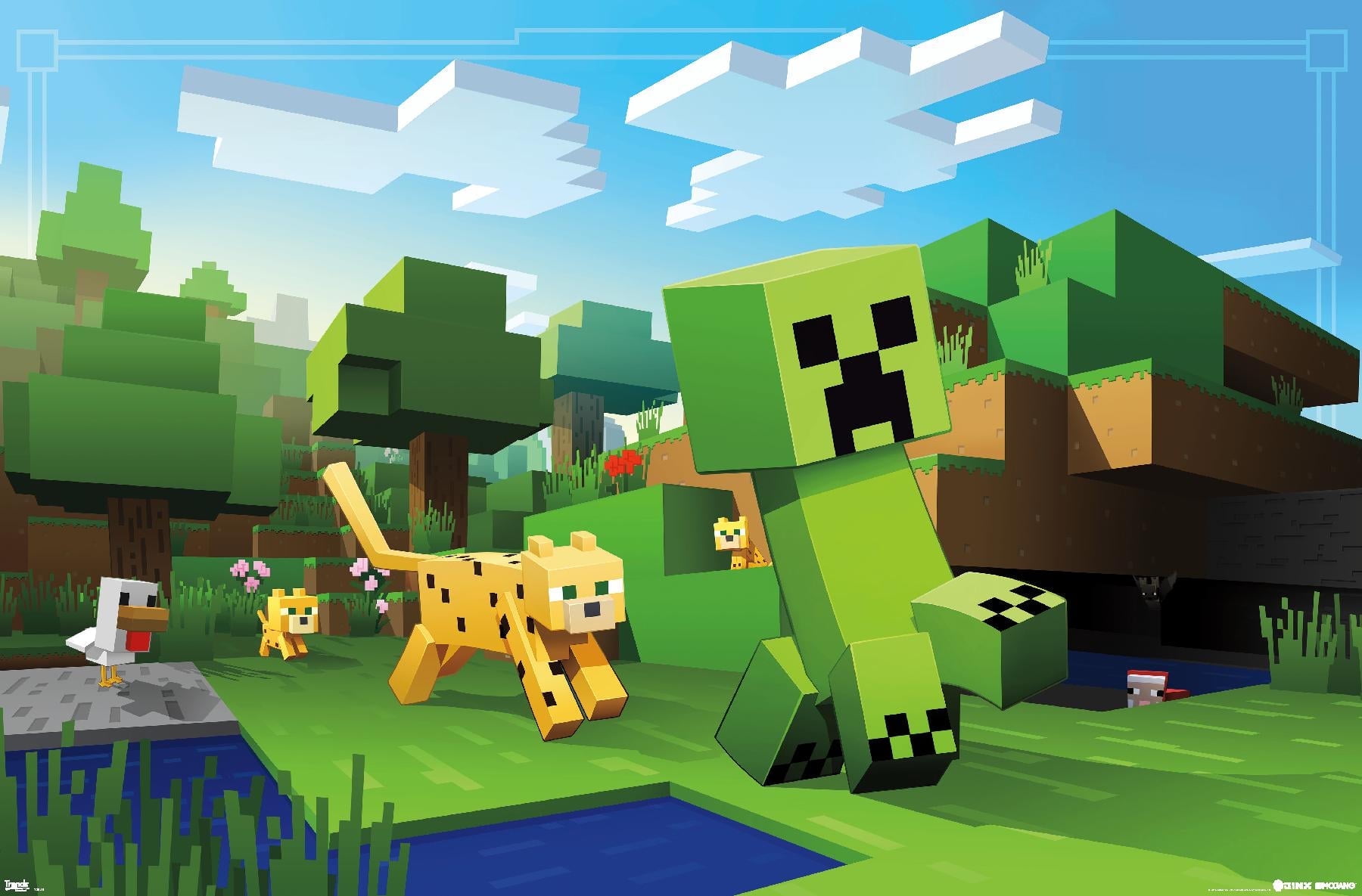 "Trends International Minecraft Gaming Poster - Ocelot Chase Art ...