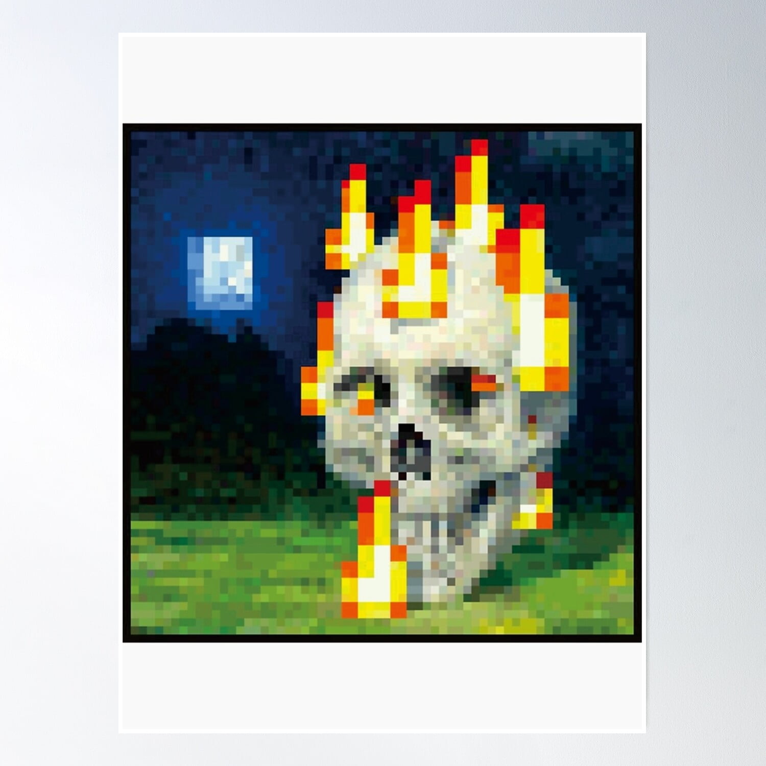 Minecraft Painting Burning Skull Poster Poster Wall Art, Modern Wall ...