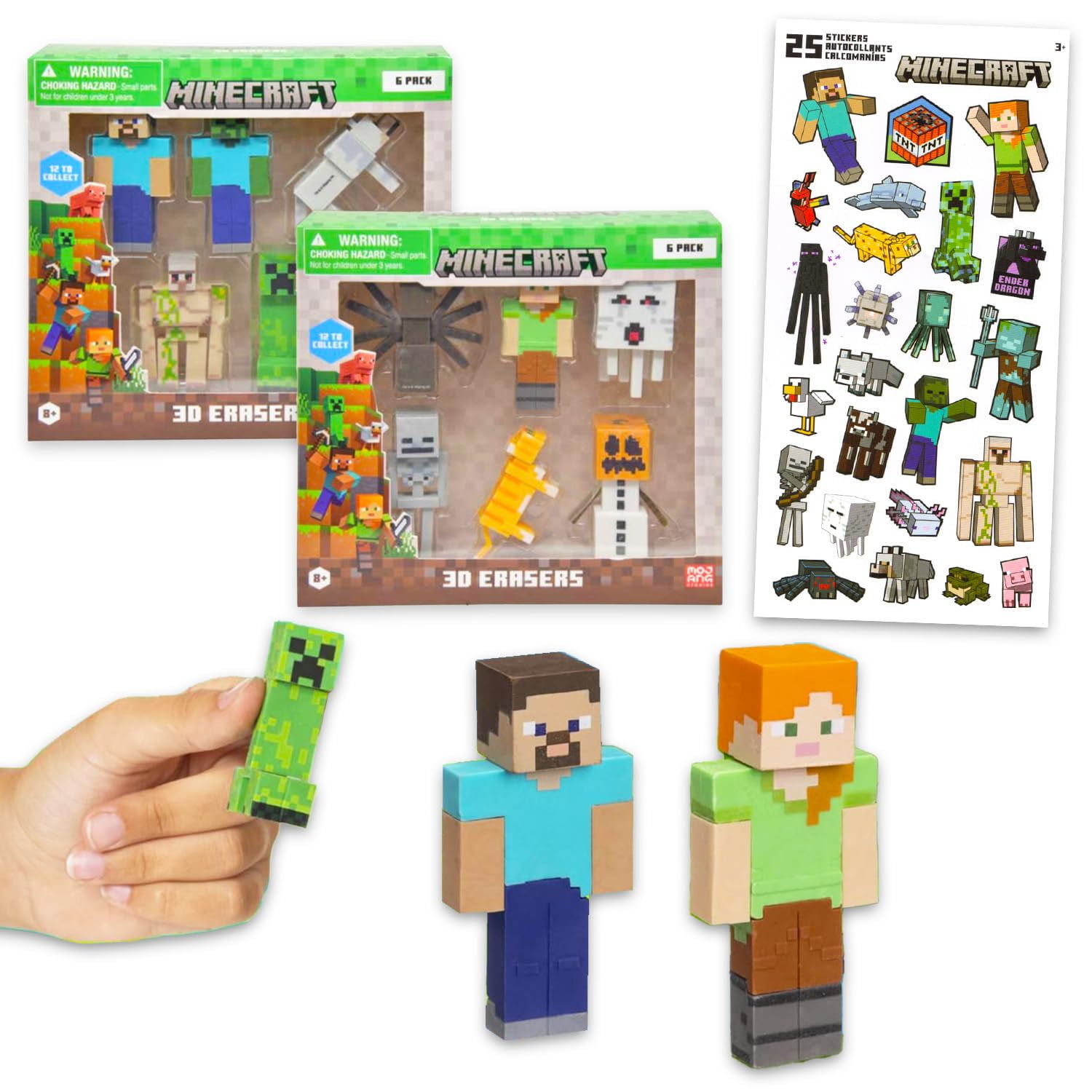 Minecraft Party Favor Set OIF8 - Bundle with 12 Video Game Erasers Featuring Creeper, Zombie ...