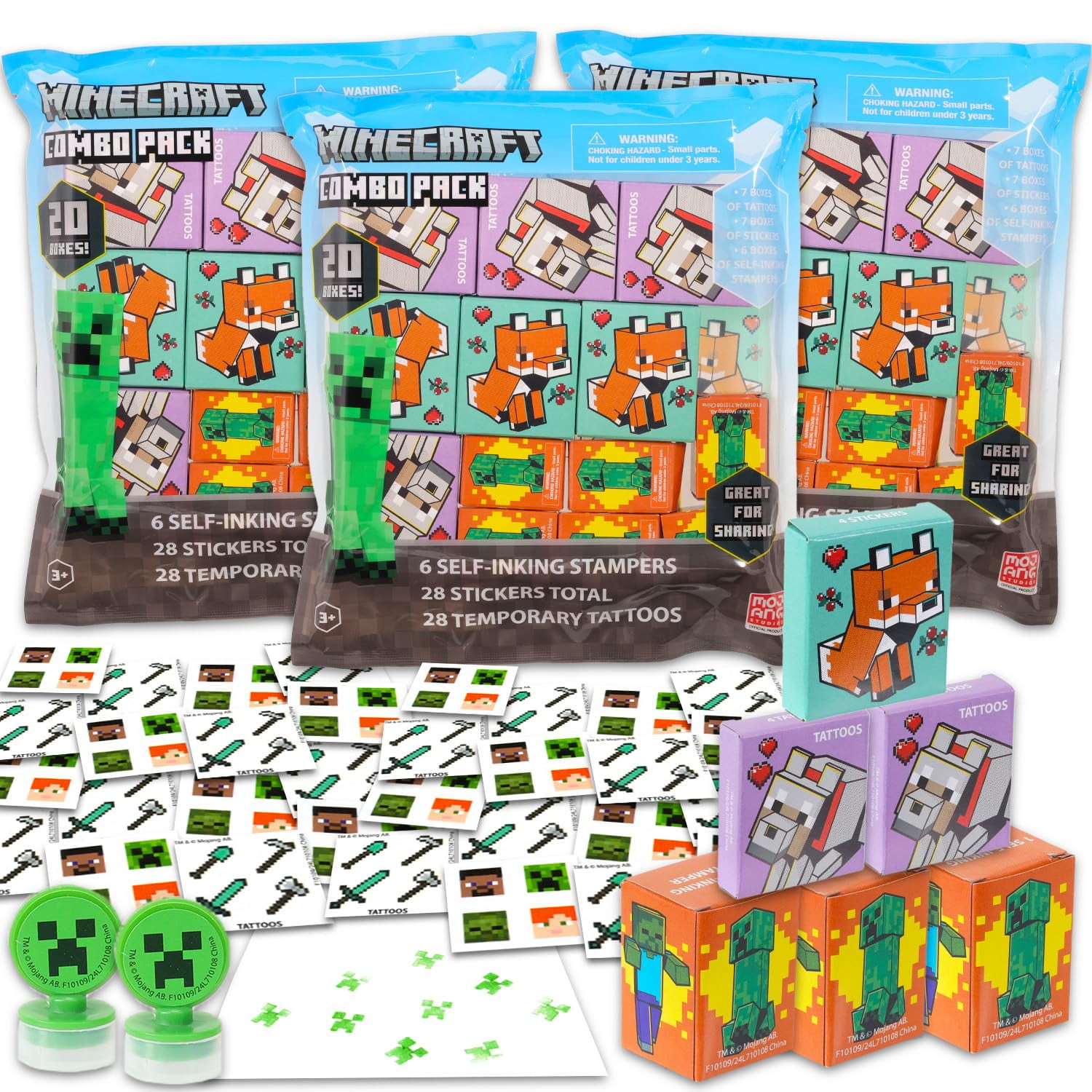 Minecraft Party Favors Bulk Set ~ Bundle with 60 Pieces Minecraft Favor ...
