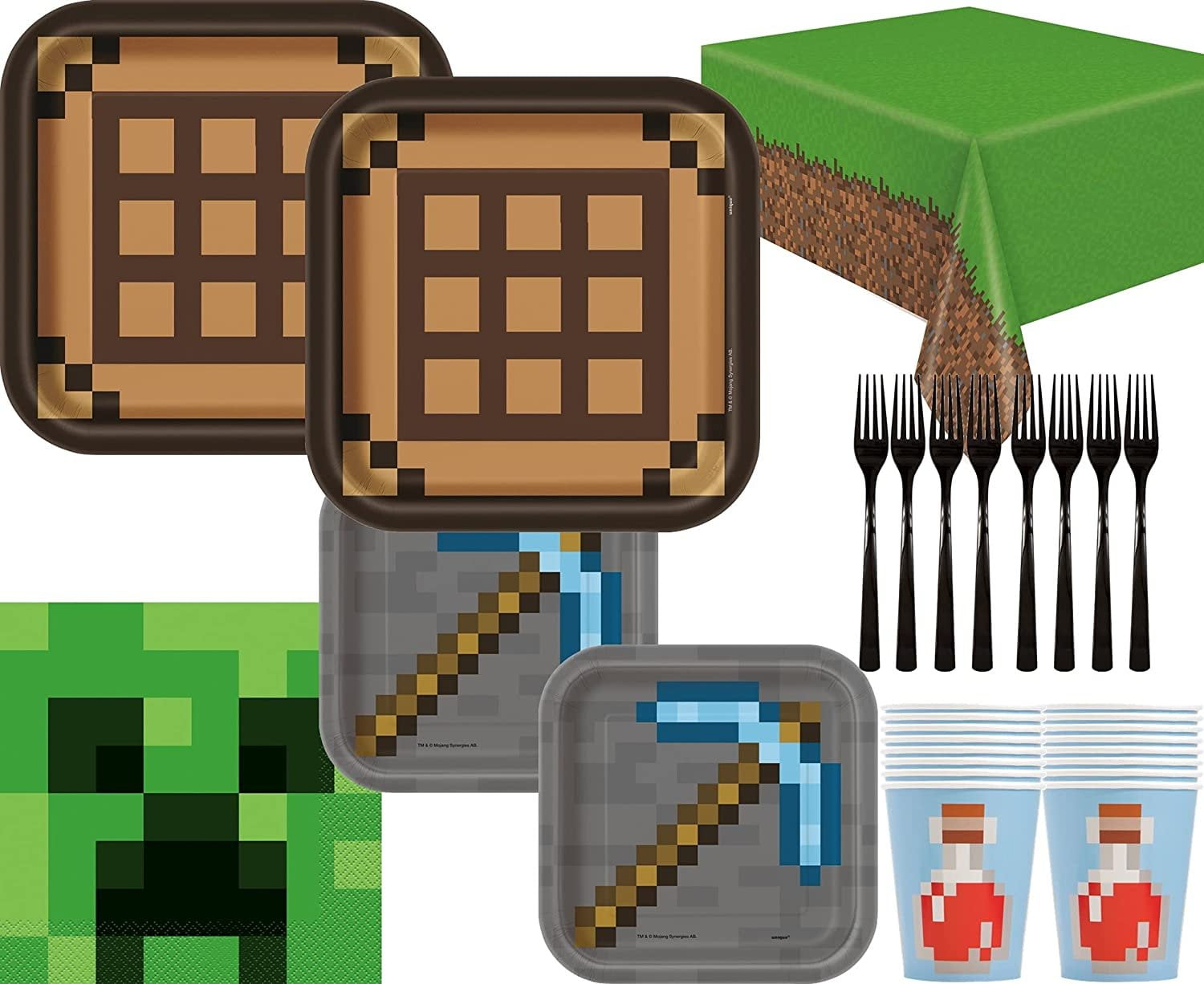 Minecraft Themed Party Decoration Kit: Supplies Bundle with Plates ...