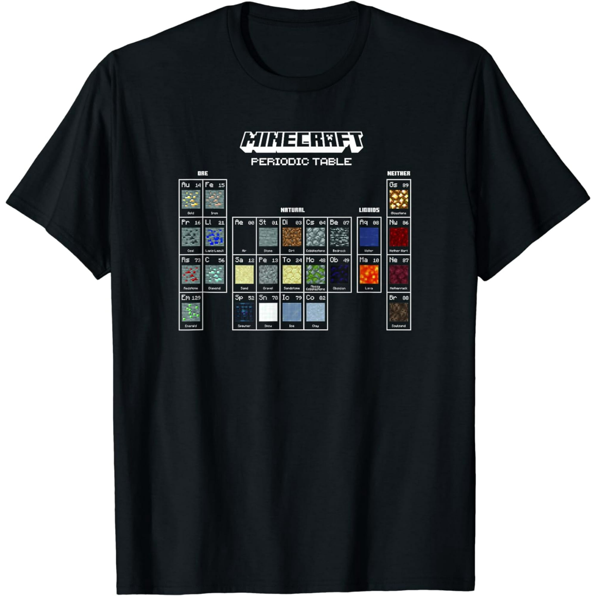 Minecraft Periodic Table Of Blocks pure cotton T-Shirt - Walmart.com