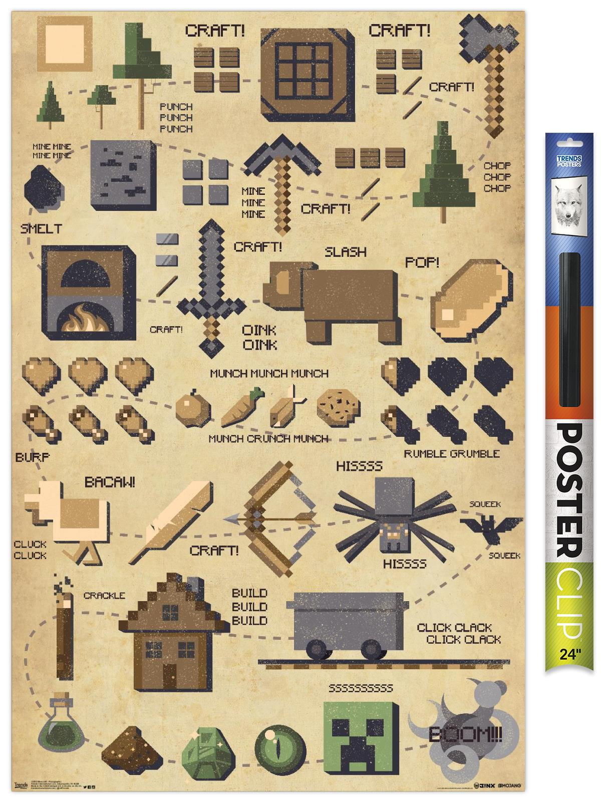 Minecraft - Pictographic Wall Poster, 22.375" x 34" - Walmart.com