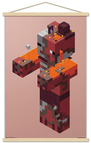 Minecraft - Pigman Nether Wall Poster with Magnetic Frame, 22.375" x 34 ...