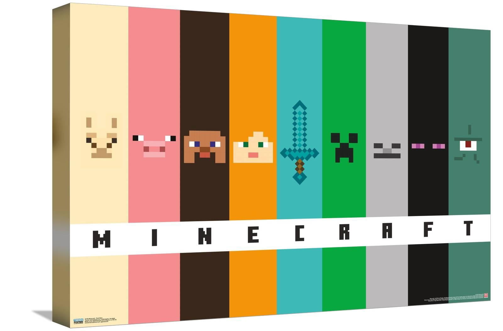 Minecraft - Pixel Bars Canvas Wall Poster, 14.725" x 22.375" - Walmart.com