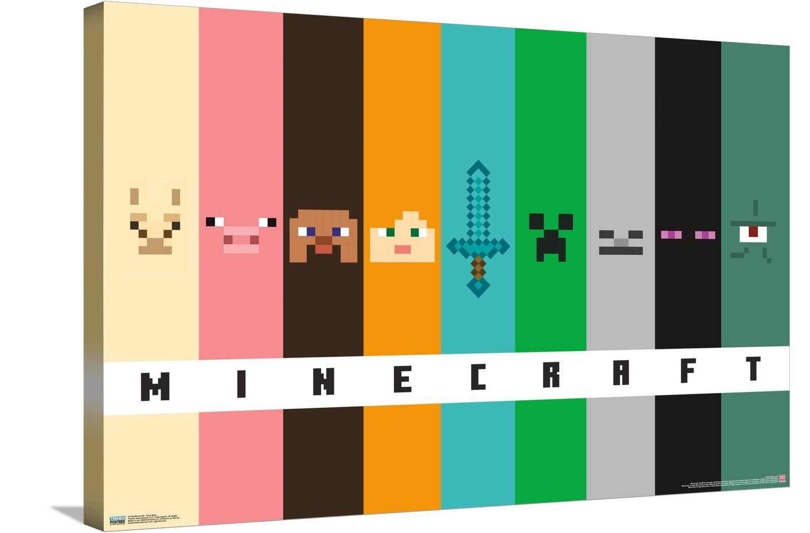 Minecraft - Pixel Bars Canvas Wall Poster, 22.375" x 34" - Walmart.com