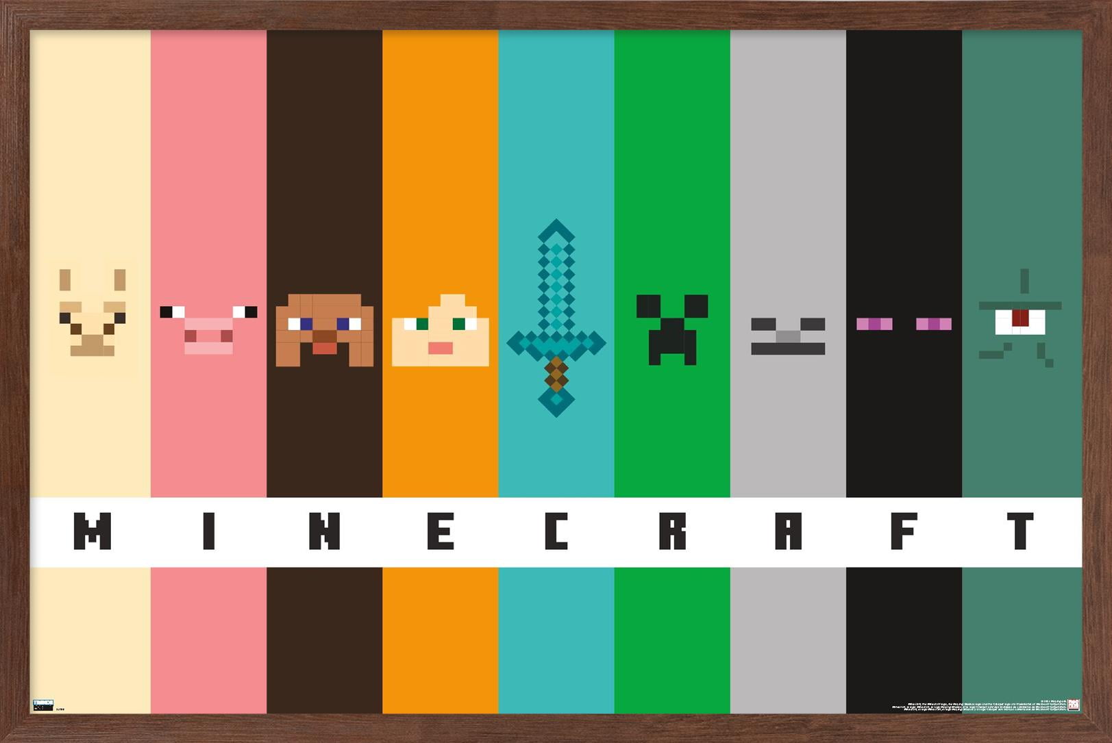 Minecraft - Pixel Bars Wall Poster, 14.725" x 22.375" Framed - Walmart.com