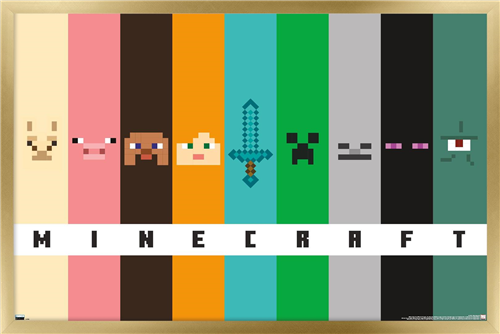 Minecraft - Pixel Bars Wall Poster, 22.375" x 34" Framed - Walmart.com