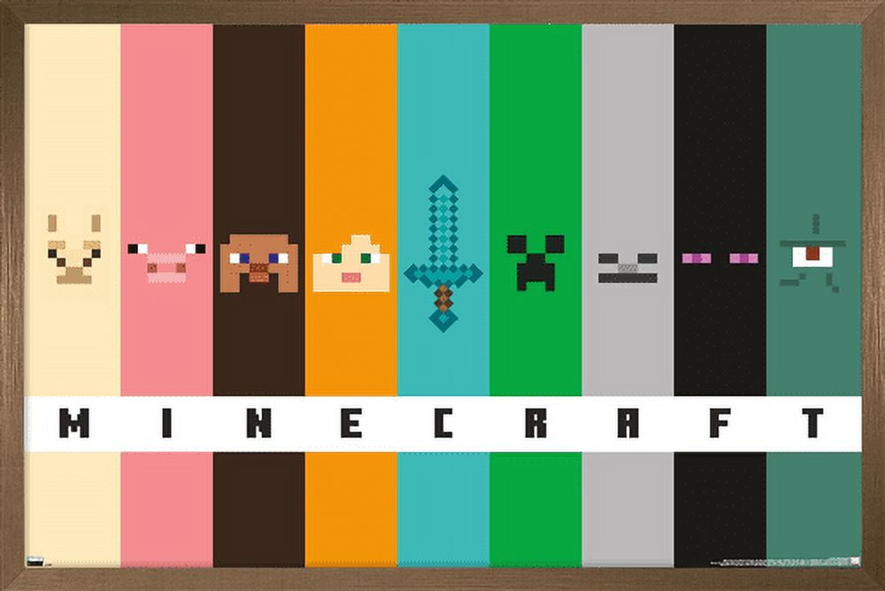 Minecraft - Pixel Bars Wall Poster, 22.375" x 34" Framed - Walmart.com