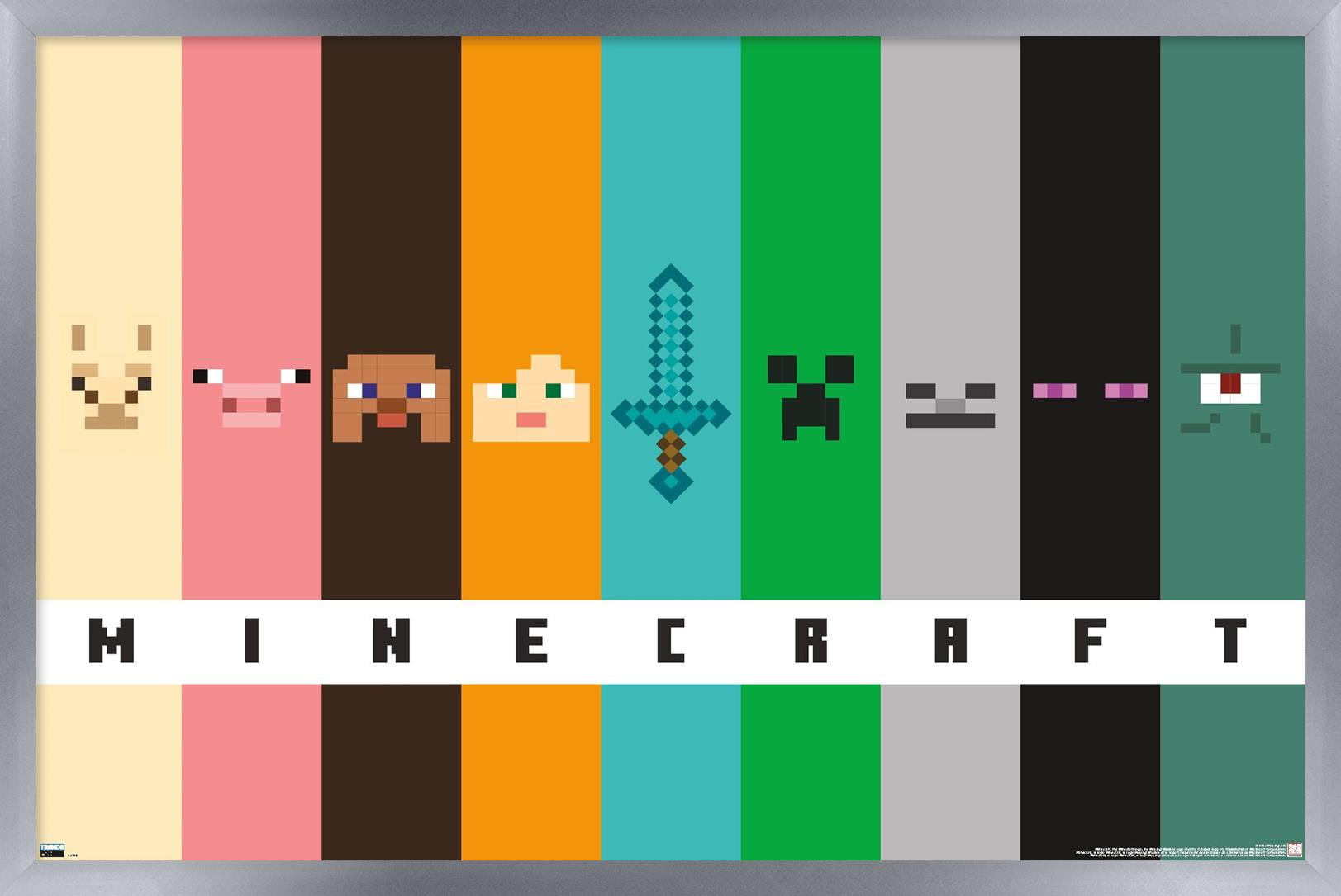 Minecraft - Pixel Bars Wall Poster, 22.375" x 34" Framed - Walmart.com