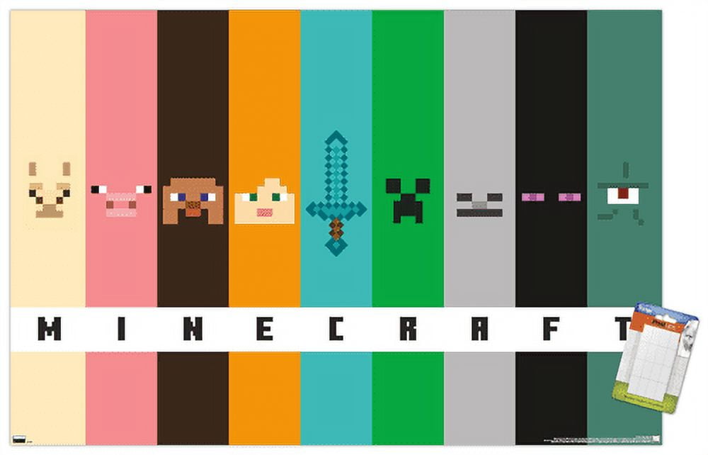 Minecraft - Pixel Bars Wall Poster, 22.375" x 34" - Walmart.com