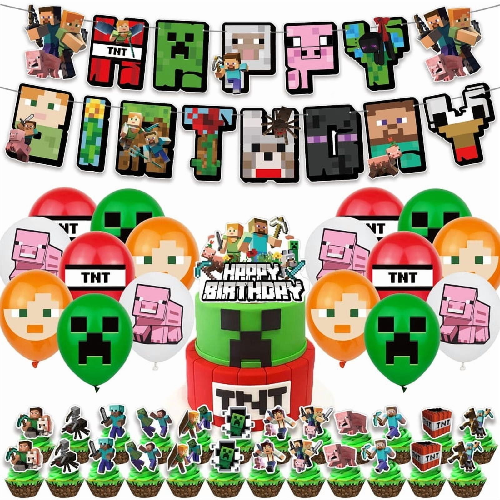 Minecraft Pixel Style Gamer Party Supplies, Birthday Party Supplies ...