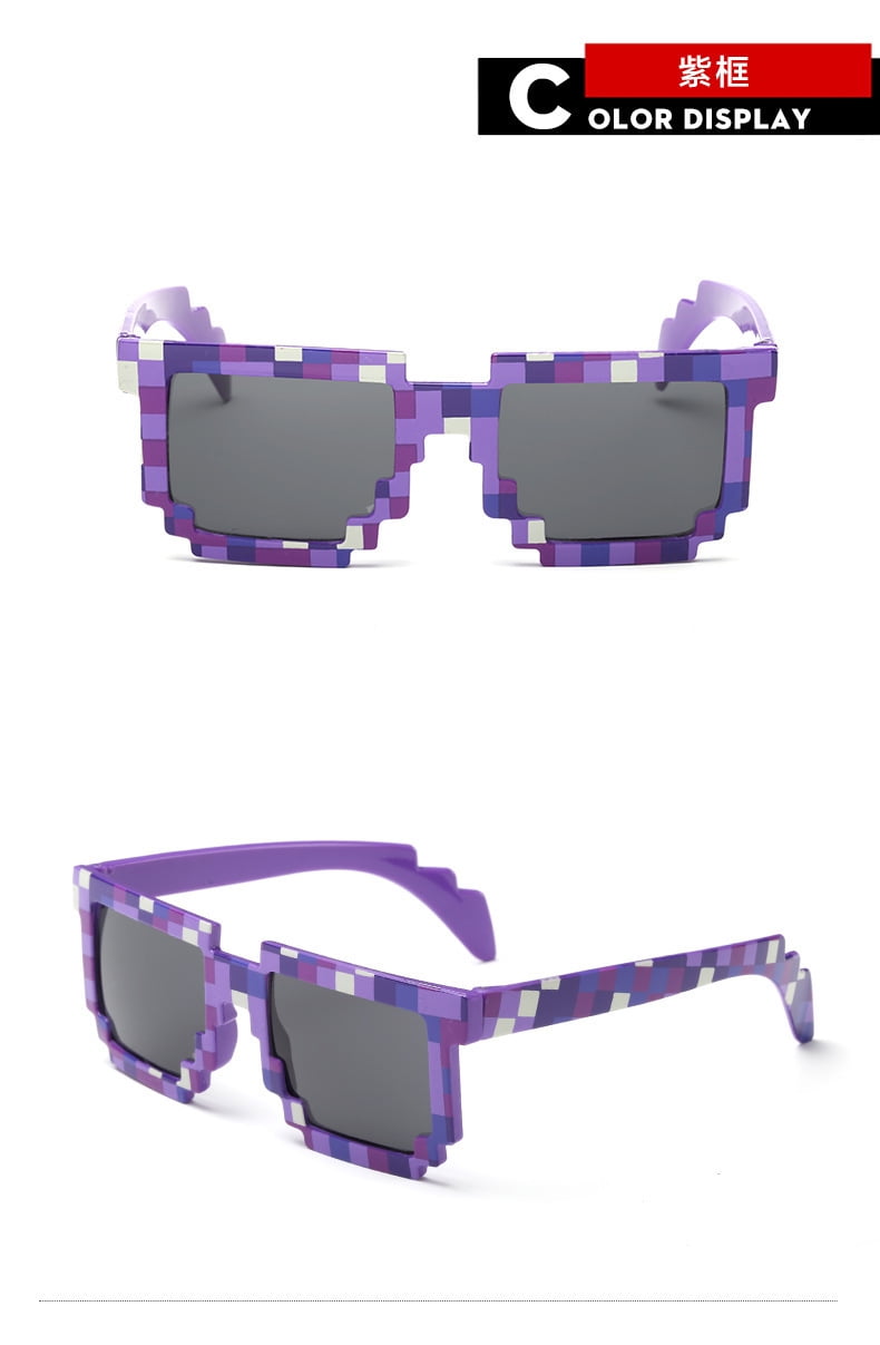 Minecraft Pixel Sunglasses – Retro Square Frame Unisex Shades with 100% ...