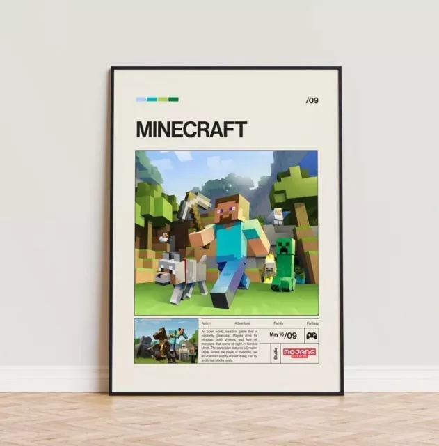 Minecraft Poster, Video Game Poster, Minimalist Game Print, Gaming Room ...