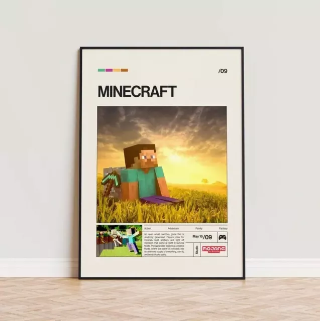 Minecraft Poster, Video Game Poster, Minimalist Game Print, Gaming Room ...
