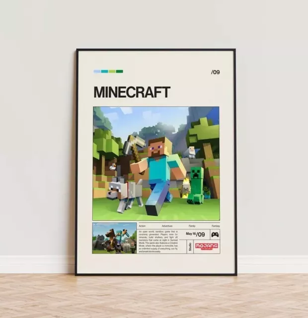 Minecraft Poster, Video Game Poster, Minimalist Game Print, Gaming Room ...