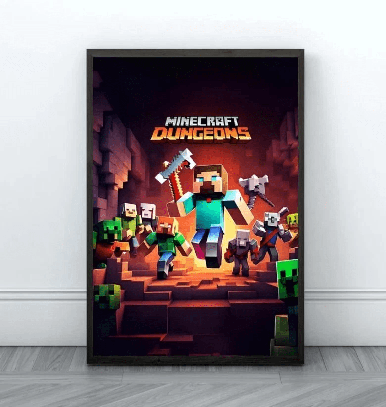 Minecraft Prints Poster and Canvas, Creeper, Steve, Zombie,Nursery ...