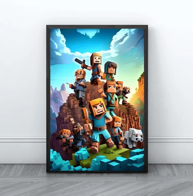 Minecraft Prints poster and Canvas, Creeper, Steve, Zombie,Nursery ...