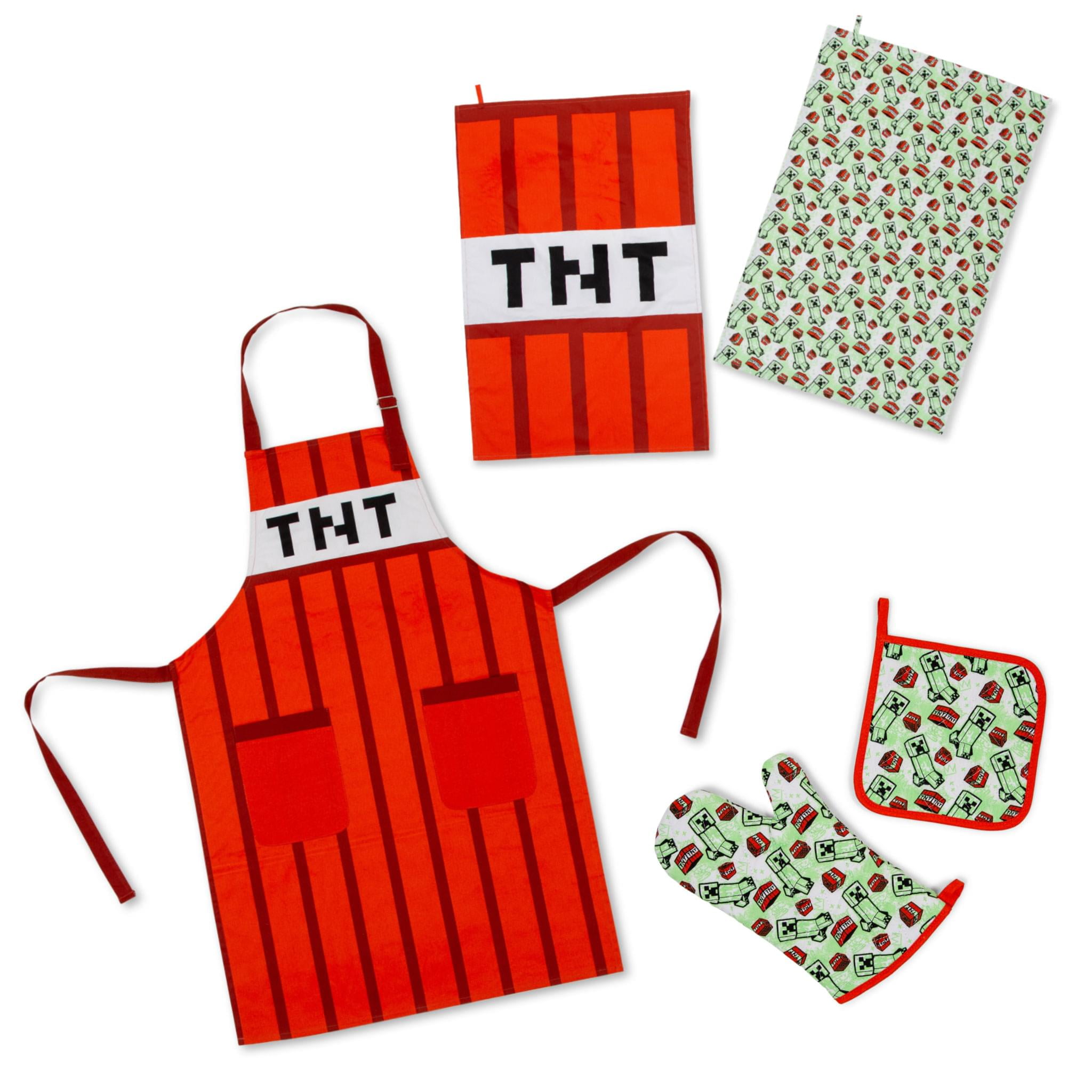 Walmart Minecraft Gift Cooking Set | Red TNT Apron, Oven Mitt, Pot ...