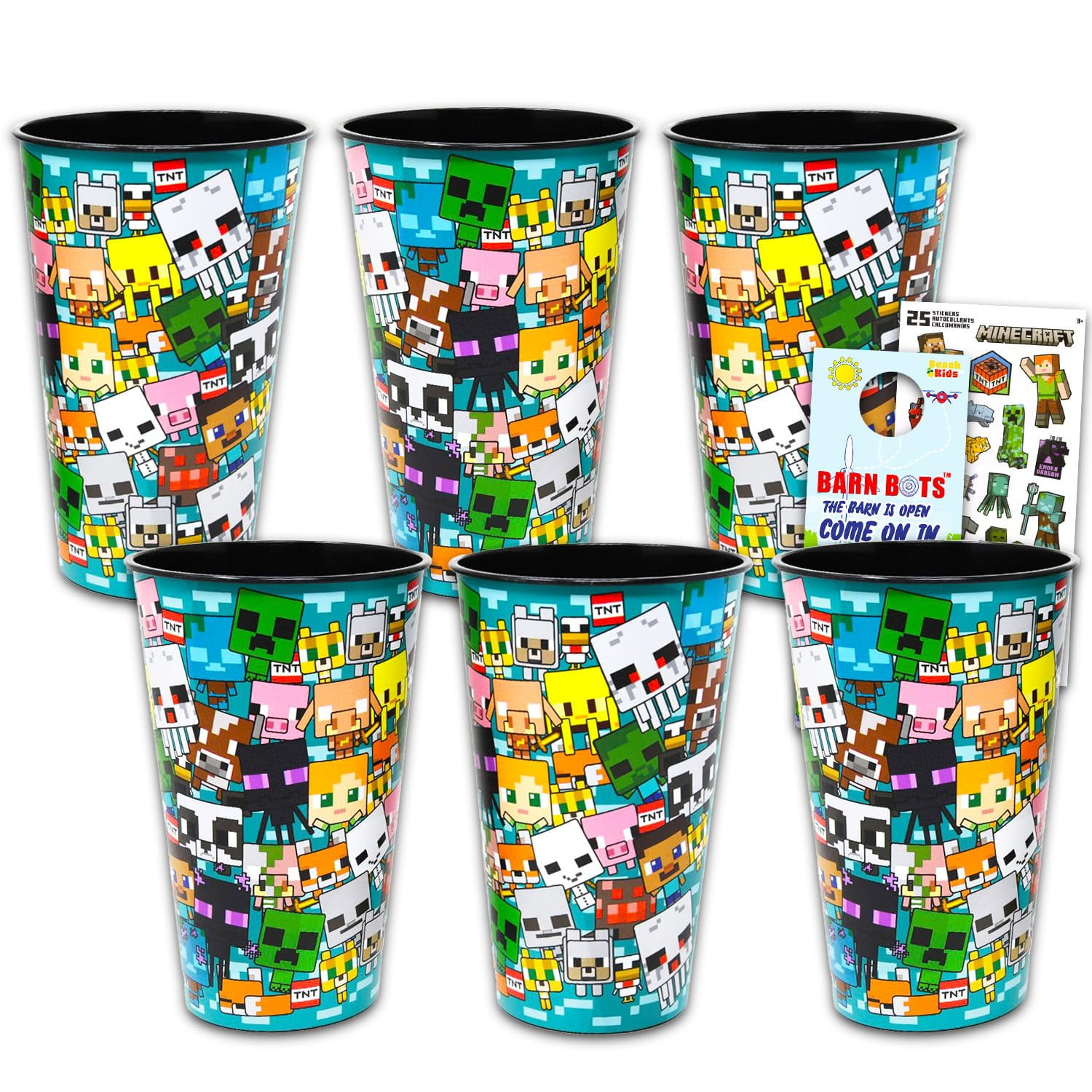 Minecraft Reusable Tumbler Cup DHF10 Pack - Video Game Party Favor 6 ...