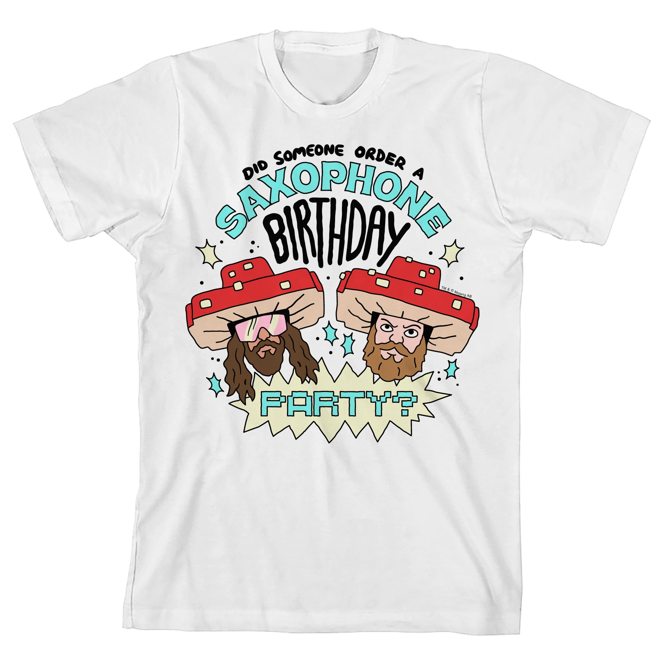 Minecraft Movie Steve & Garret Saxophone Girl's Birthday White Crew ...