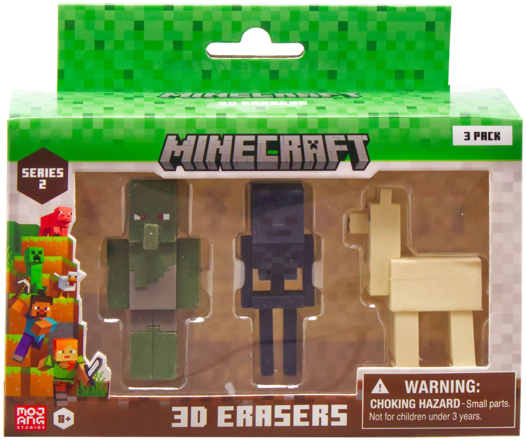 Minecraft Series 2 Zombie Villager, Wither Skeleton & Llama 3D Eraser 3 ...