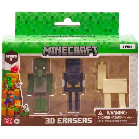 Minecraft Series 2 Zombie Villager, Wither Skeleton & Llama 3D Eraser 3 ...