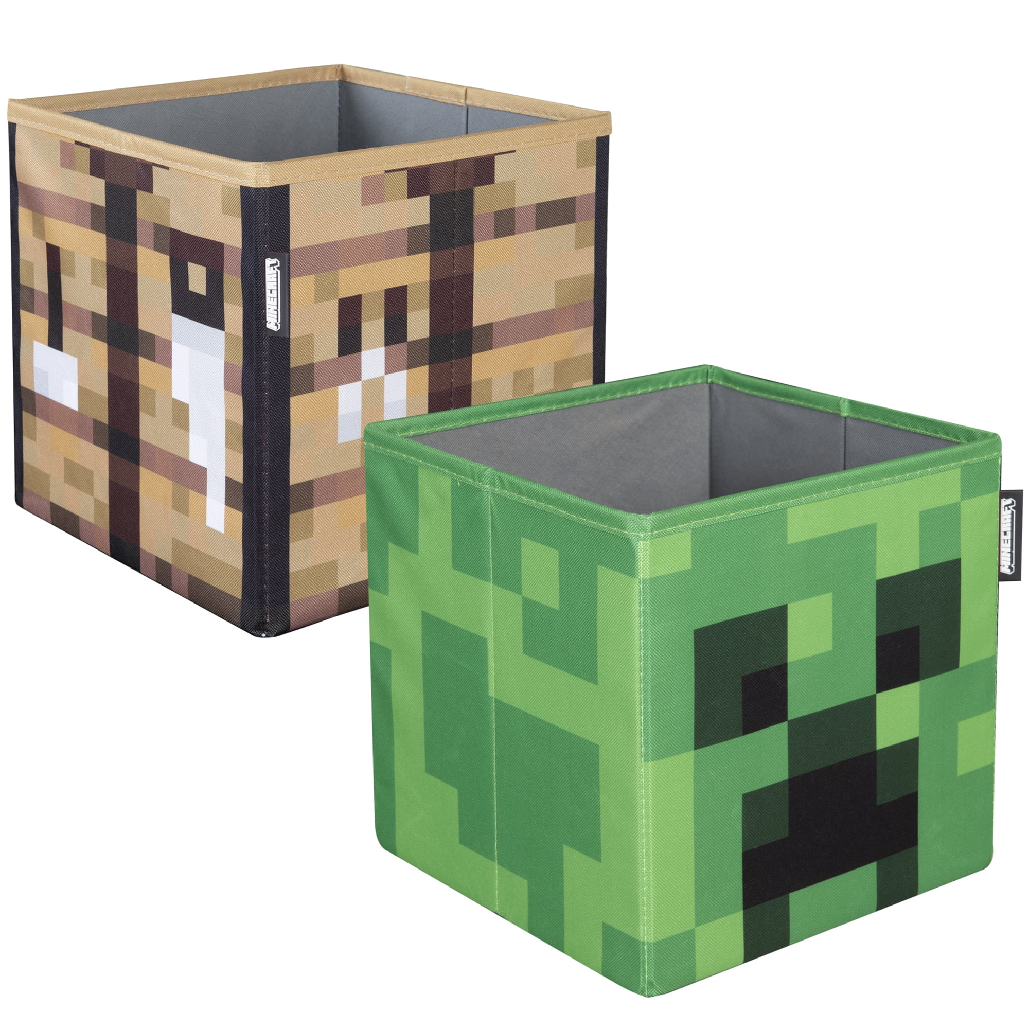 Minecraft Set of 2 Fabric Storage Boxes - Creeper Head/Crate - Walmart.com