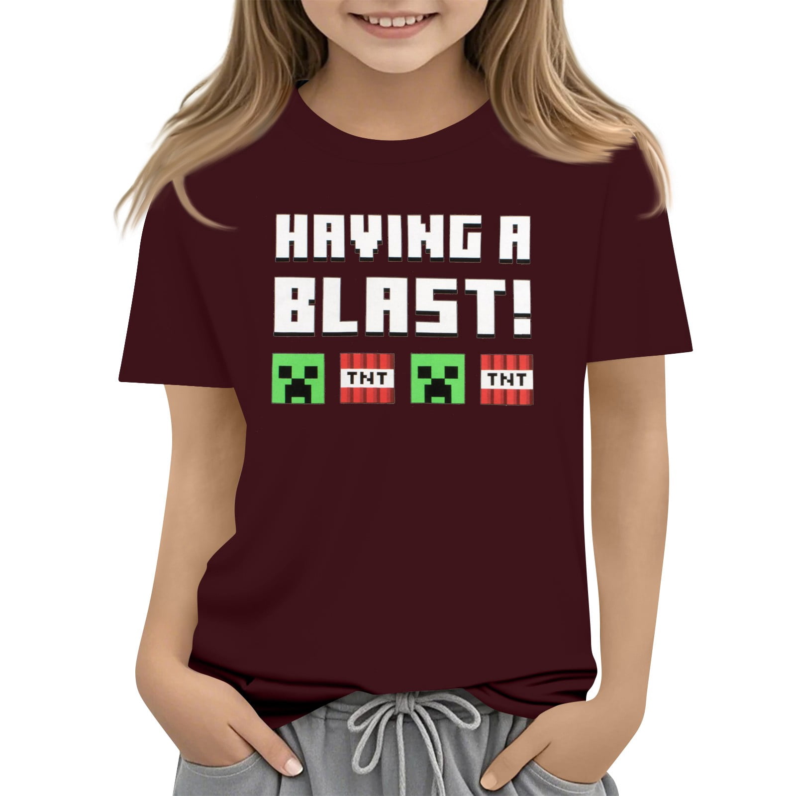 Minecraft Shirt Girls Size 1-2 2025 Summer Funny Shirt a Minecraft ...