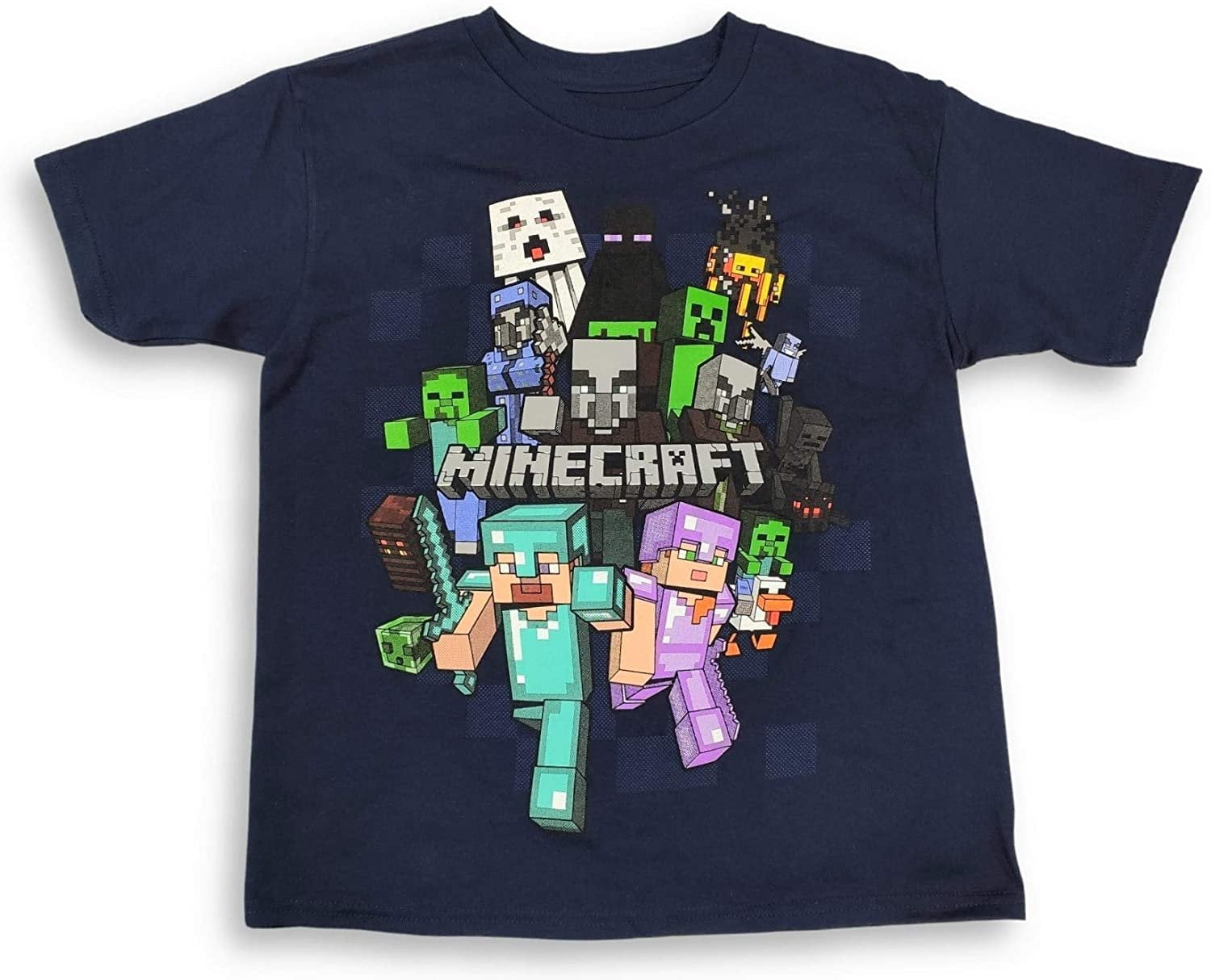 Minecraft Shirt for Boys Character Group Tee (X-Small (4/5)) Navy ...