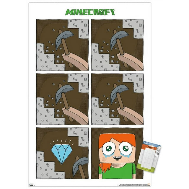 Minecraft - Simple Comic Alex Cry Wall Poster, 14.725" x 22.375 ...