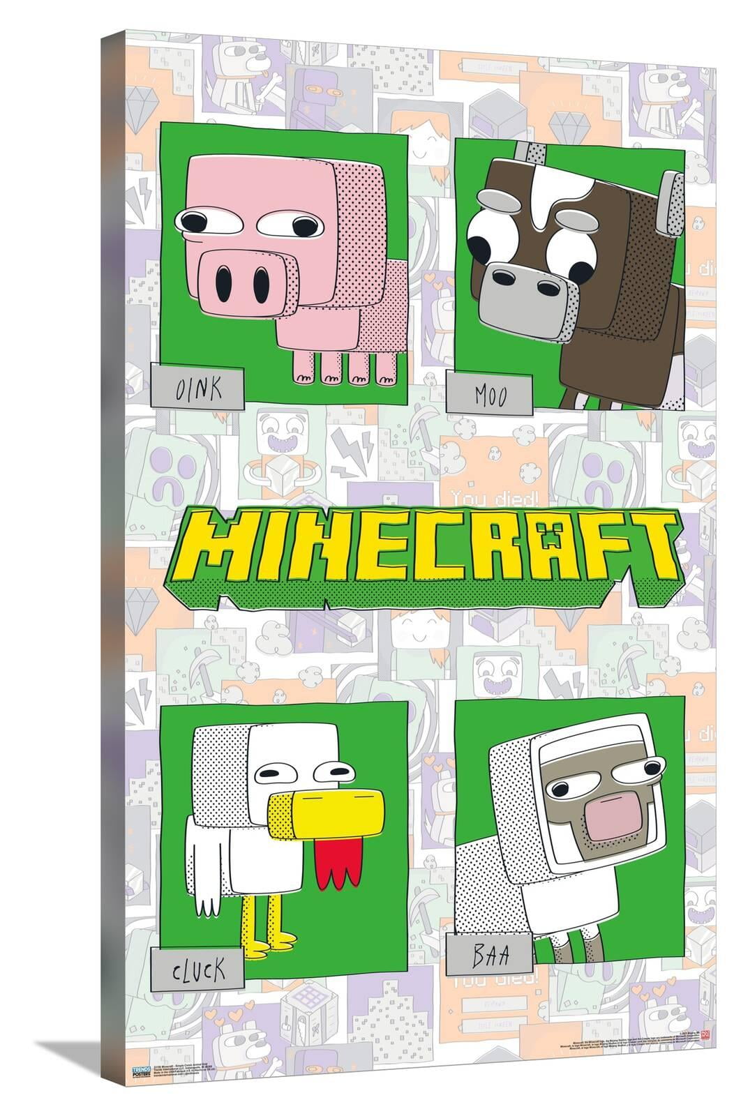 Minecraft - Simple Comic Animal Grid Canvas Wall Poster, 22.375" x 34 ...