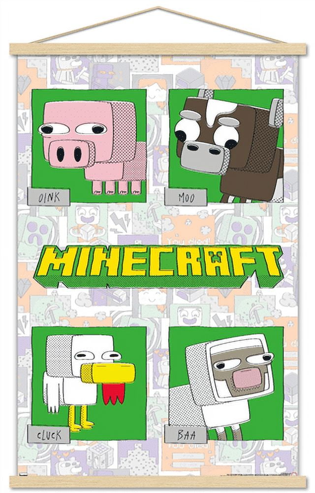 Minecraft - Simple Comic Animal Grid Wall Poster with Magnetic Frame ...