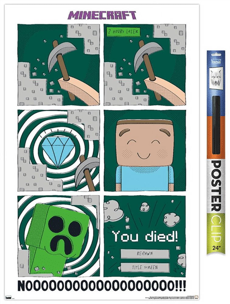 Minecraft - Simple Comic Steve Creeper Wall Poster, 22.375" x 34 ...