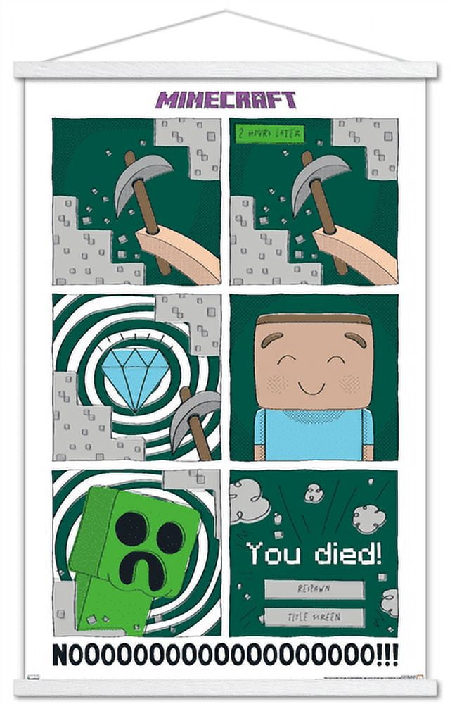 Minecraft - Simple Comic Steve Creeper Wall Poster with Magnetic Frame ...