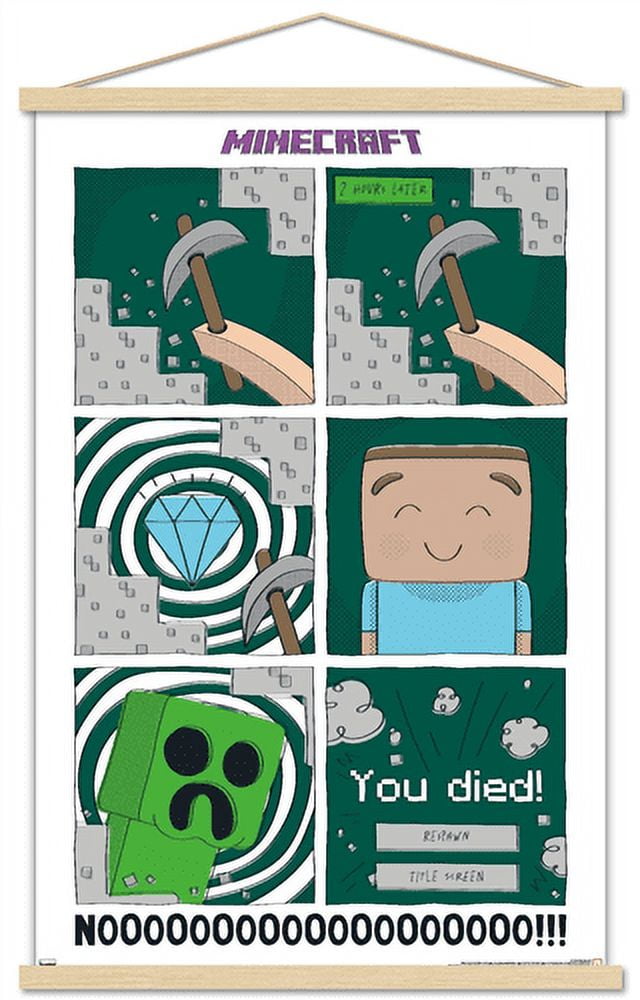 Minecraft - Simple Comic Steve Creeper Wall Poster with Magnetic Frame ...