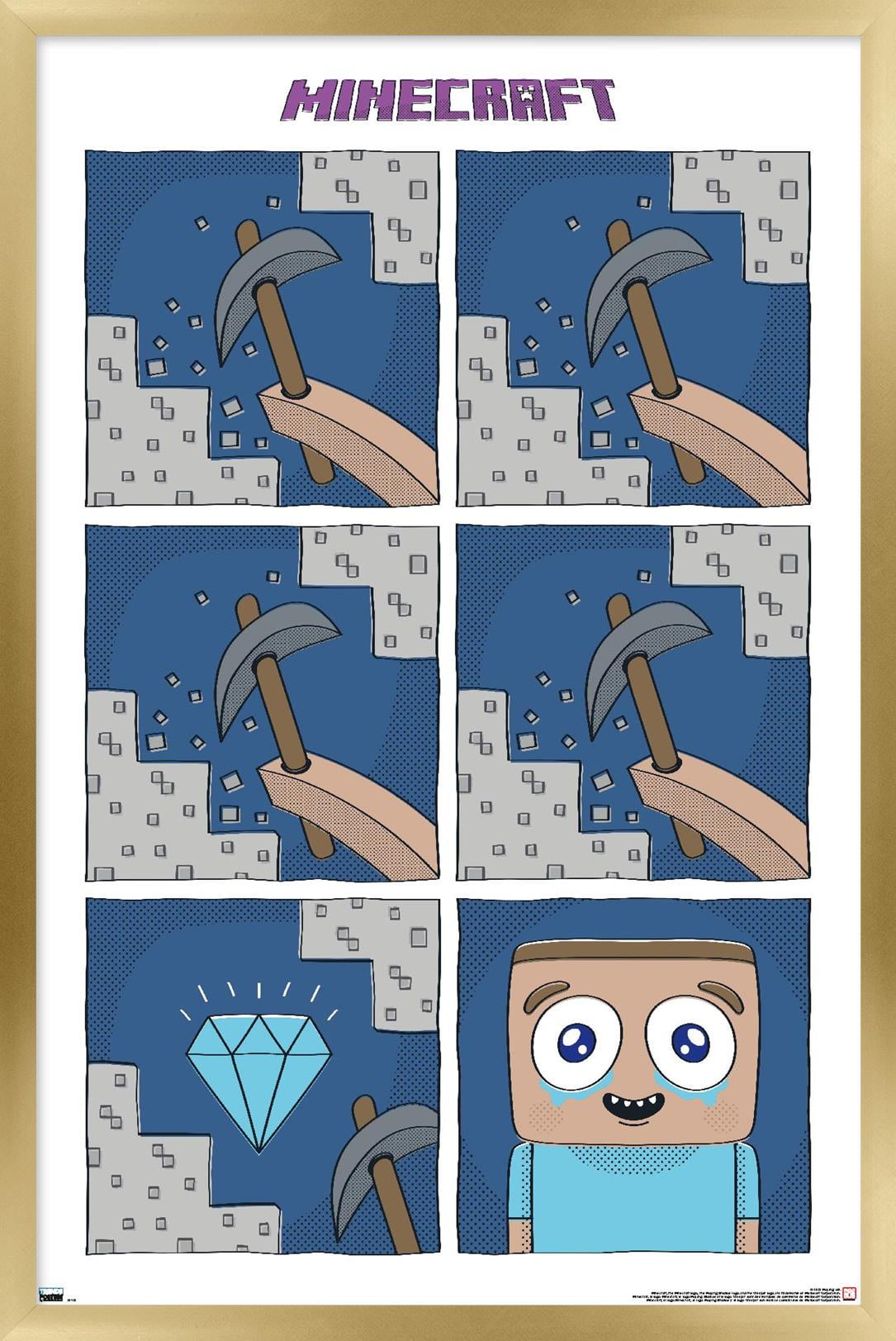 Minecraft - Simple Comic Steve Cry Wall Poster, 14.725" x 22.375" Framed - Walmart.com