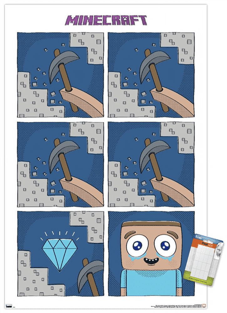 Minecraft - Simple Comic Steve Cry Wall Poster, 22.375" x 34" - Walmart.com