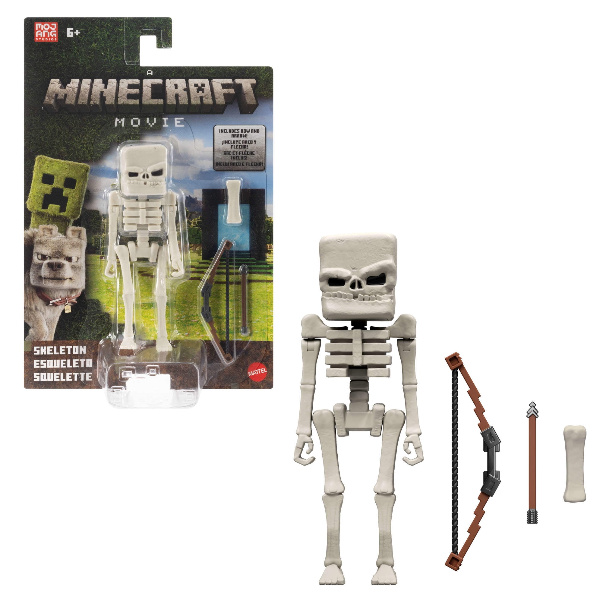 Minecraft Skeleton Action Figure & Accessories, 4-inch Toy Set Inspired by a Minecraft Movie ...