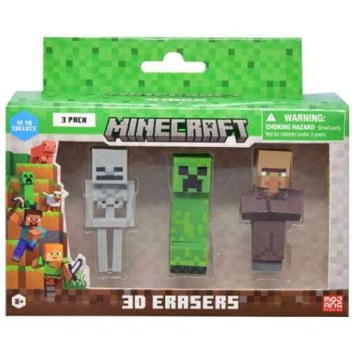 Minecraft Skeleton, Creeper & Villager 3D Eraser 3-Pack - Walmart.com