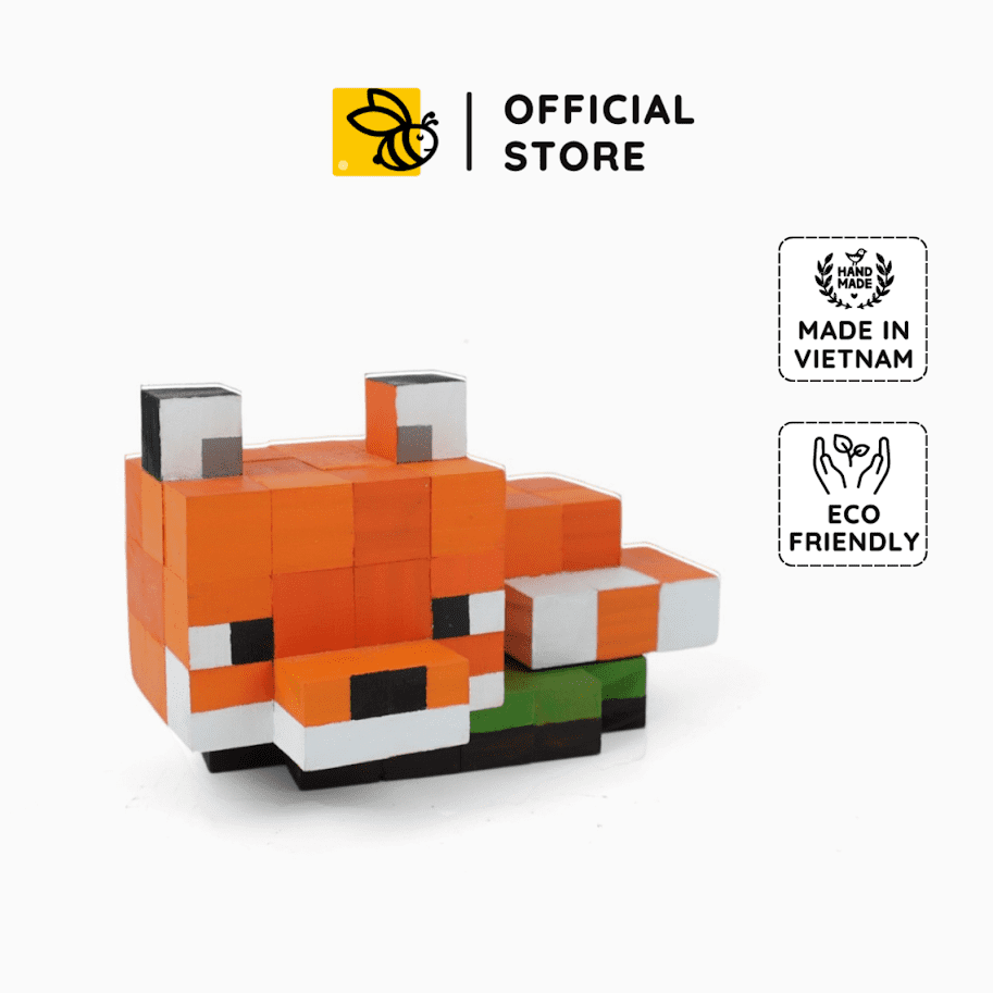 Minecraft Snow Fox & Orange Fox Wooden Model – Handmade Pixel Art Decor ...