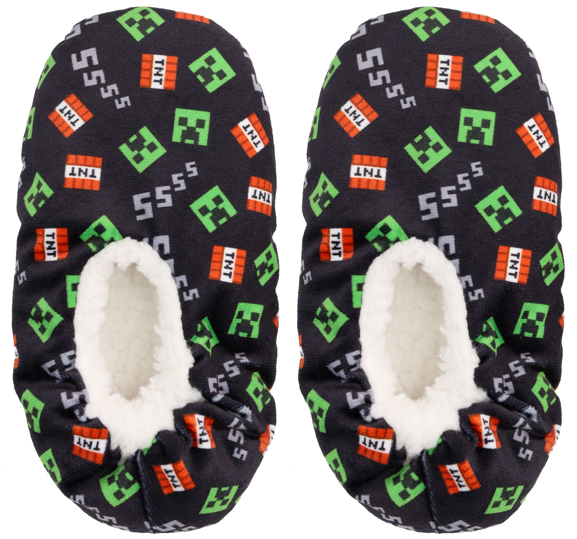 Minecraft Sock Slippers for Kids, Allover Creeper Video Game Print ...