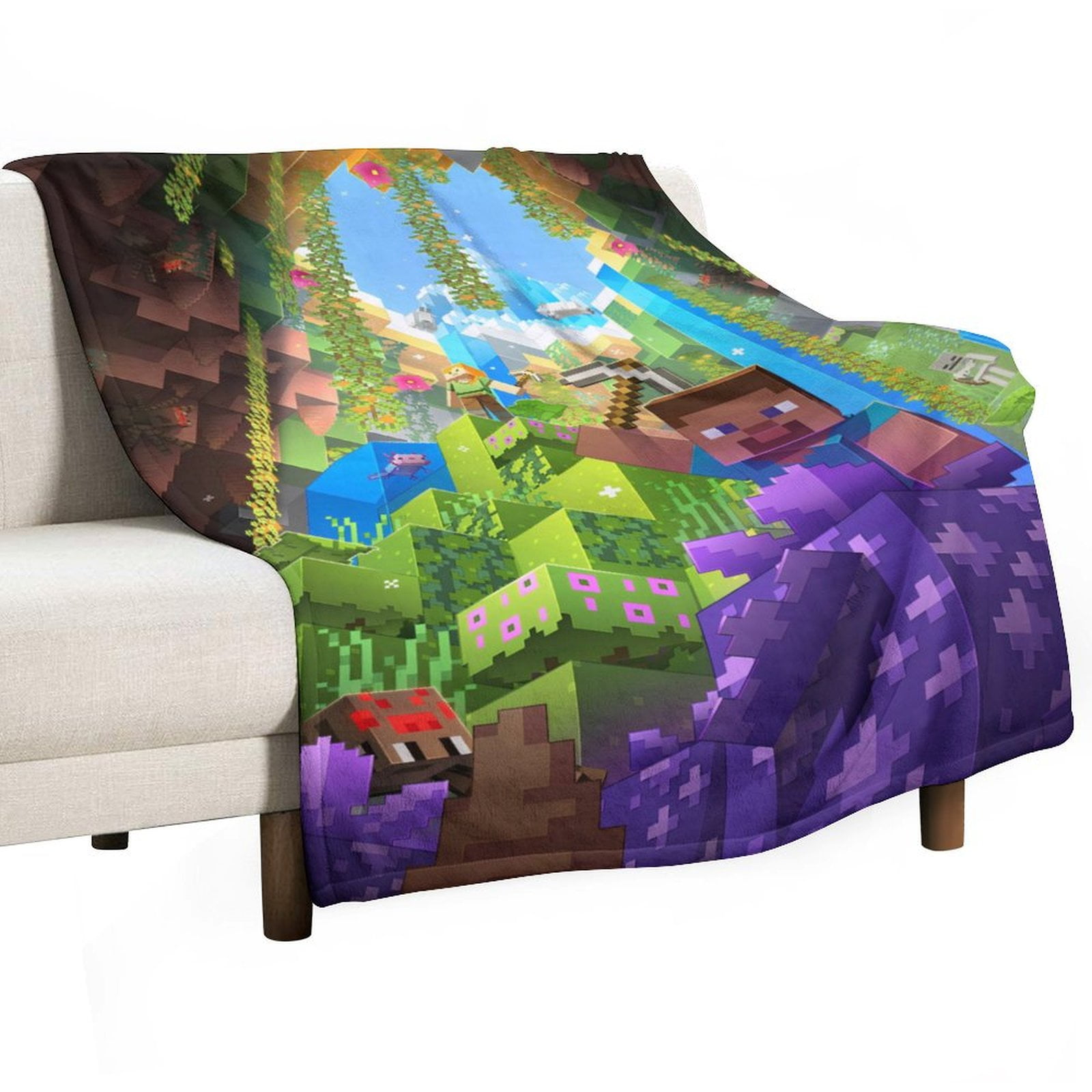 Minecraft Soft Warm Cozy Throw Blanket, Flannel Plush Blankets for Bed ...