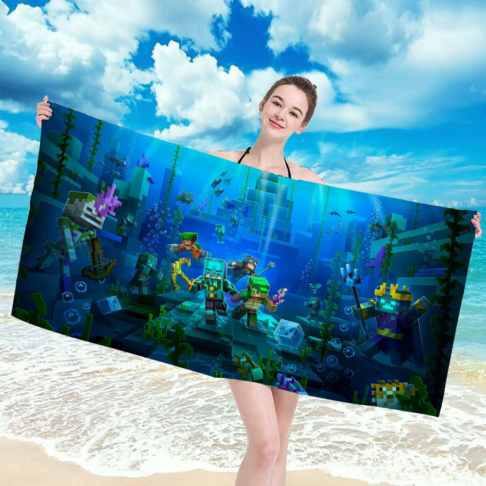 Minecraft Spa Large Bath Towels Bathroom Bathrobe Girl Beach Towel Robe ...