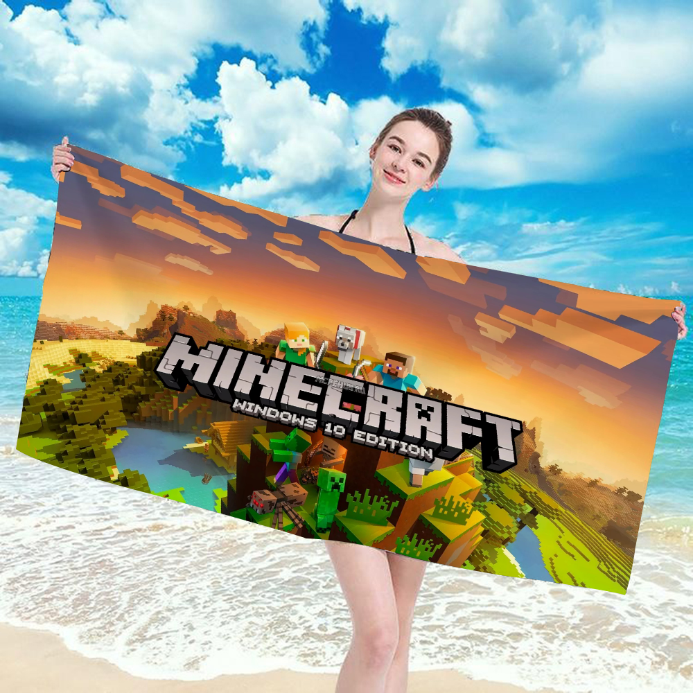 Minecraft Spa Large Bath Towels Bathroom Bathrobe Girl Beach Towel Robe ...