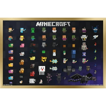 Minecraft - Creeper Village Wall Poster with Push Pins, 22.375" x 34 ...