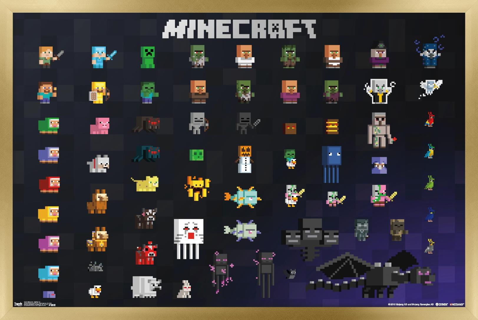 Minecraft - Sprites 2.0 Wall Poster, 22.375" x 34", Framed - Walmart.com