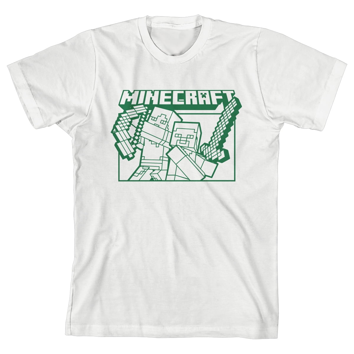 Minecraft Steve And Alex With Sword And Bow Youth White T-shirt ...