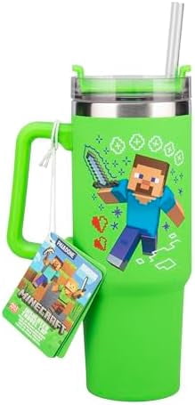 Minecraft Steve & Creeper 30 oz Green Insulated Cup and Straw ...