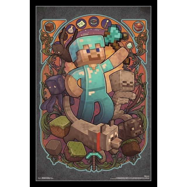 Minecraft - Steve Nouveau Laminated & Framed Poster Print (22 x 34 ...